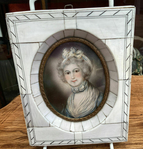 C.1840 Domenico Bossi Oval Miniature Of Female Sitter In Décolleté ...