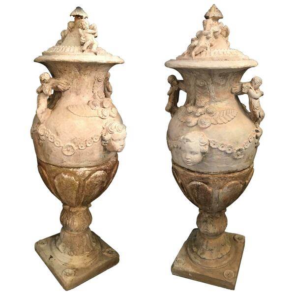 Pair Of Old Italian Stone Garden Vases. Florence, Late Of 18th Century ...