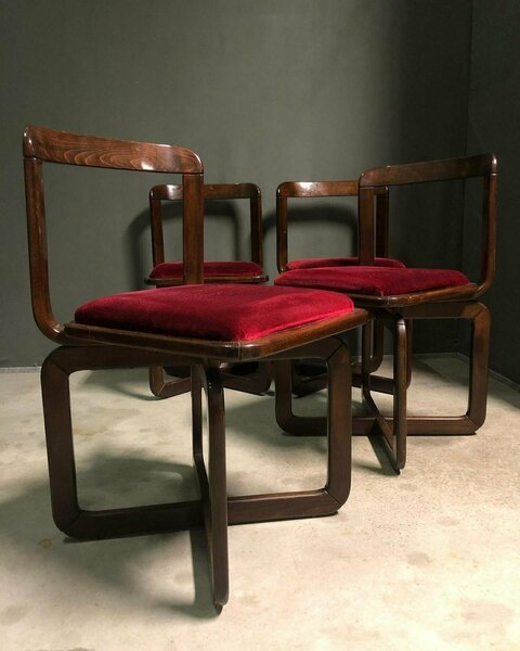 Set Of 4 Italian X Base Dining Chairs 1950's. | Vinterior