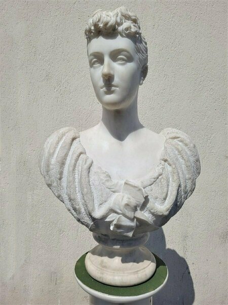 Lady Bust, White Marble Signed Waldo Story, Rome 1894 | Vinterior