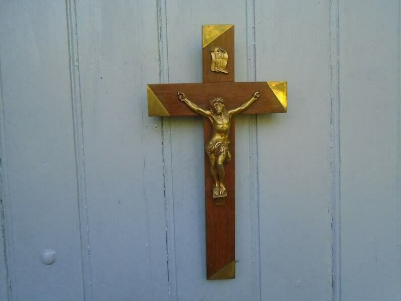 Vintage French Wall Crucifix Bronze Corpus Of Christ Art Deco Style ...