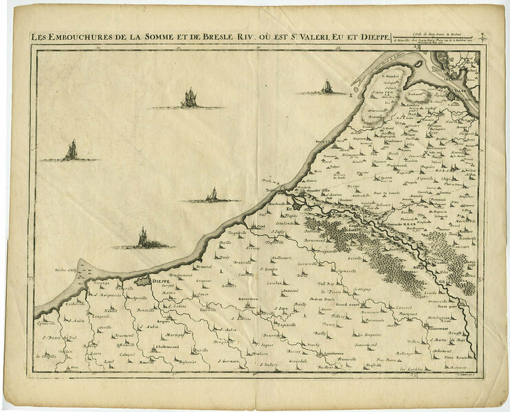 Antique Map Of The Coast Of Northern France | Vinterior