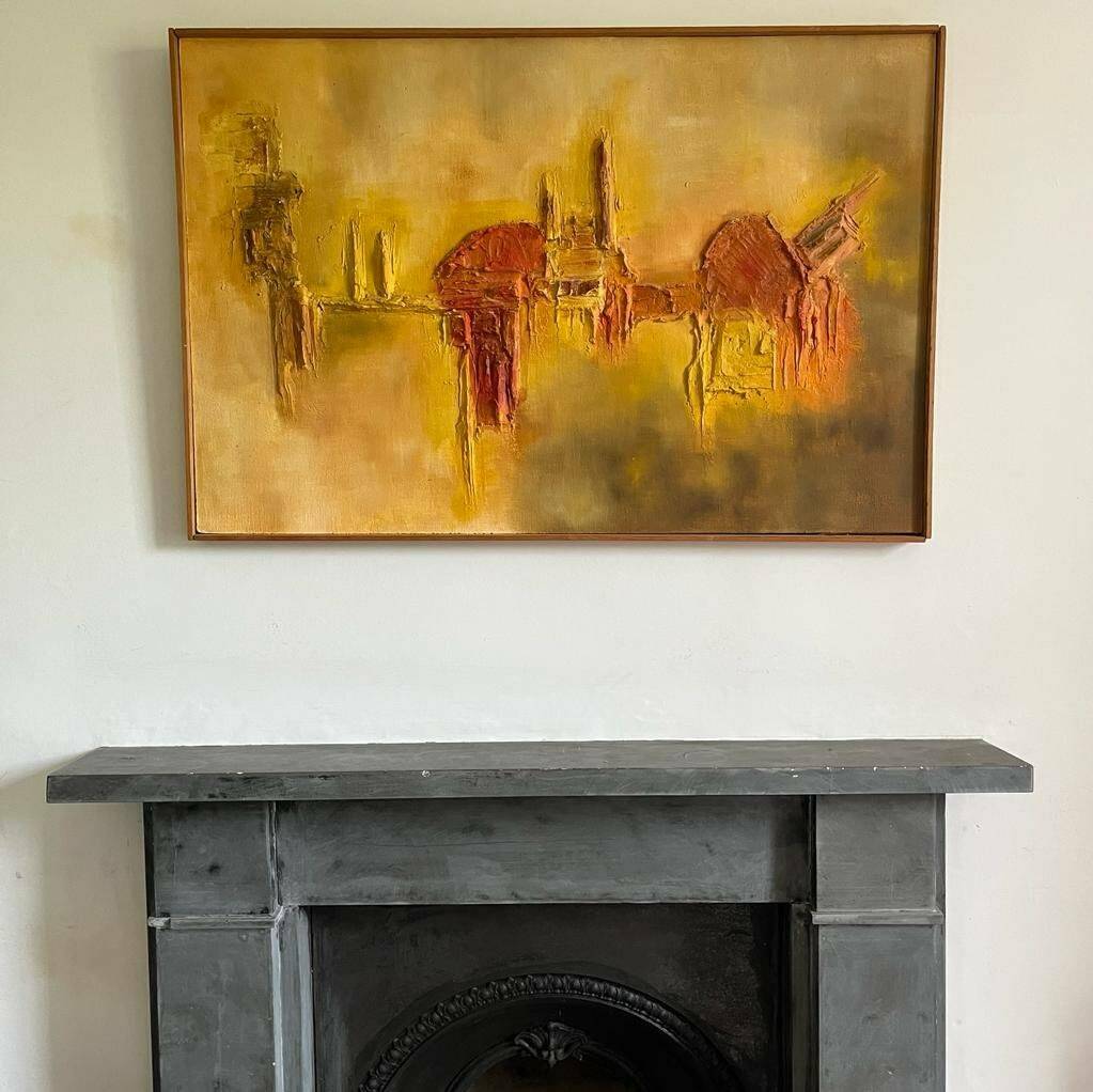 Original 70s Oil Painting/ Relief By John Jackson | Vinterior