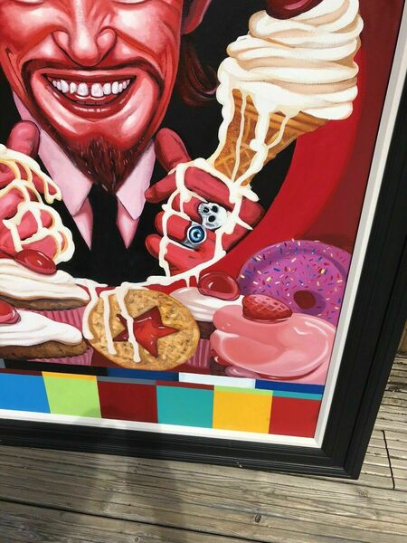 Large Original Michael Forbes Oil On Canvas ‘Go On Fatty Have Another ...