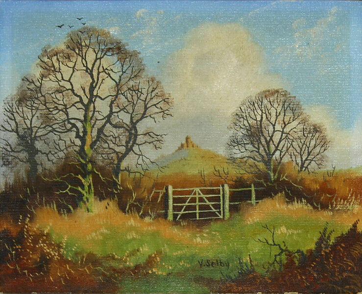Oil On Card By Vincent Selby. Countryside Scene With Castle In The ...