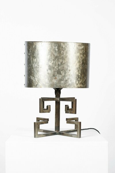 Iron & Steel Greek Key Lamp, 1960s | Vinterior