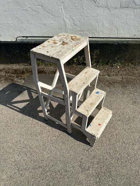 French Antique Wooden Artists Step Ladder Stool – Rare Original Painted ...