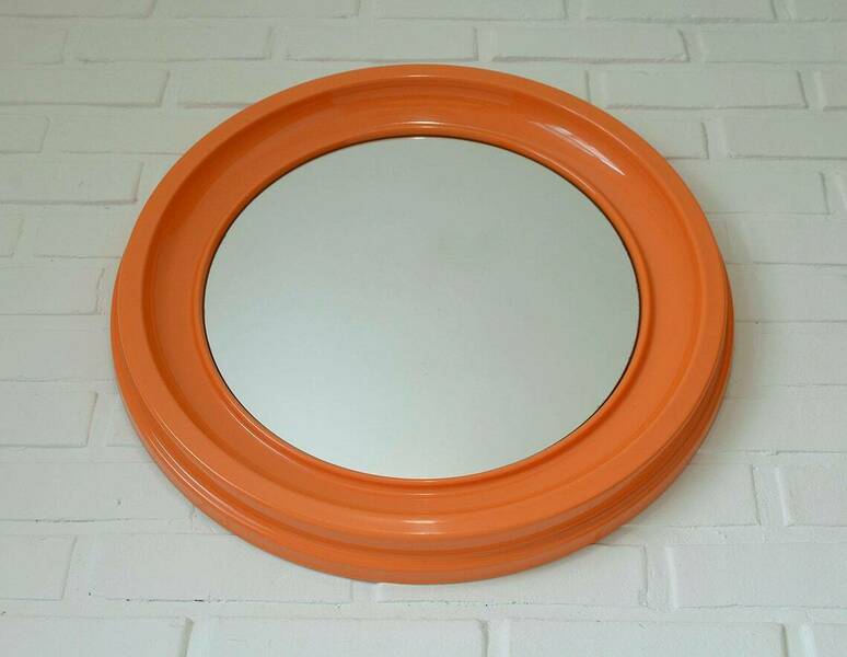 Orange Decorative Mirror / Yugoslavia 1980's / Space Age / Vintage ...