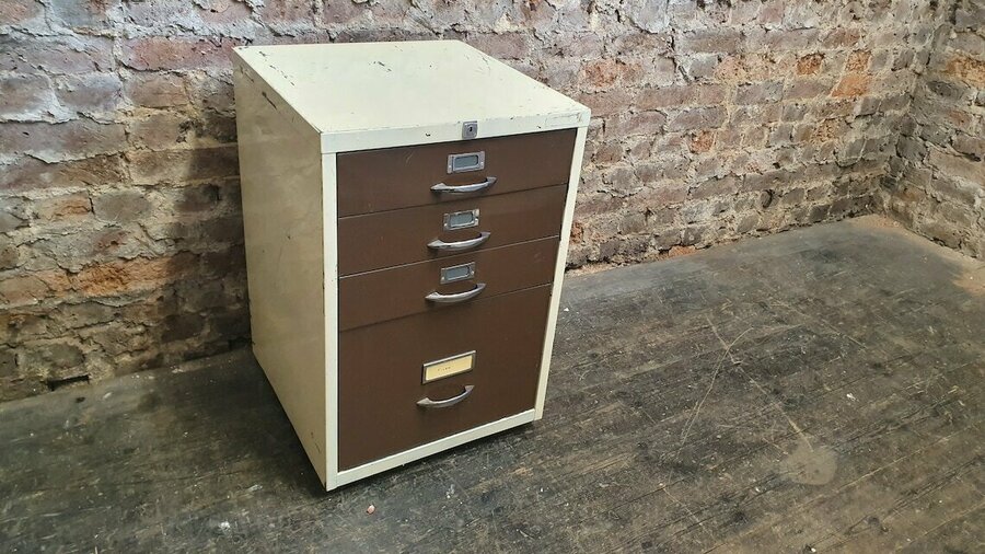 Vintage 70’s Retro Work Drawers And File Drawer Chrome Metal Artisan ...