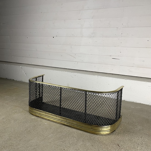 Victorian Iron Fireplace Spark Guard With Brass Rail | Vinterior