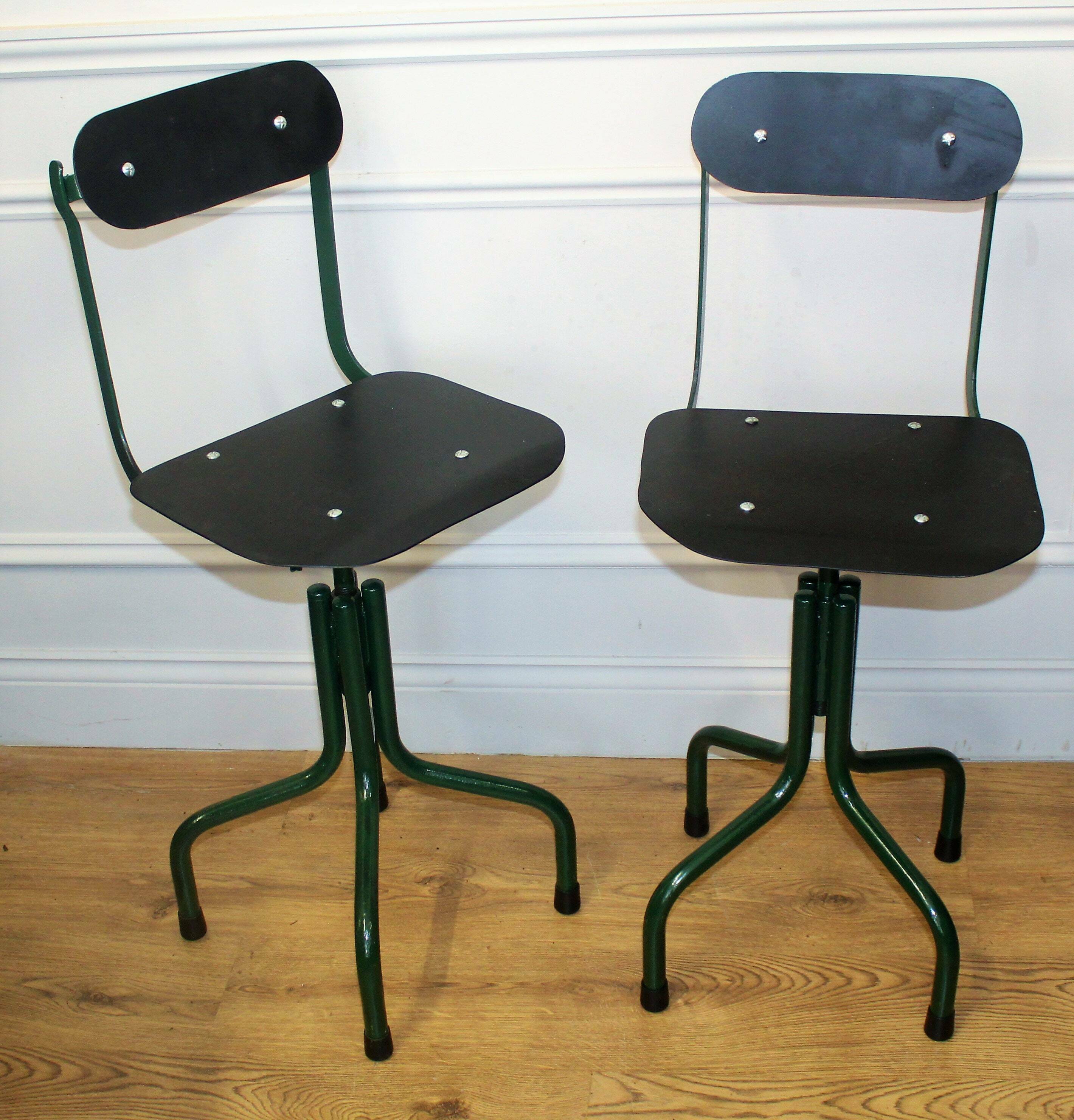 Industrial Tansad Swivel Office Chair Metal Vintage Retro Antique Machinist Desk School Decor Bar Vinterior