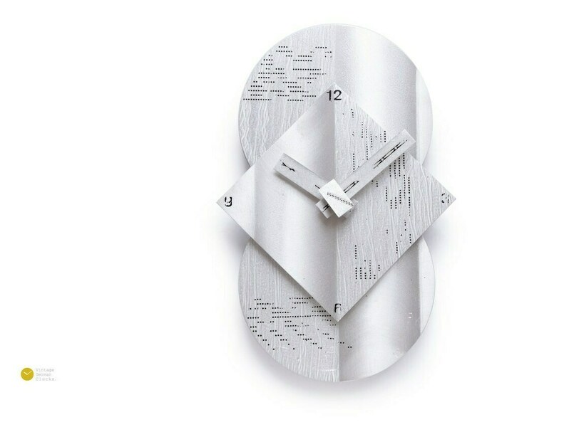 Unique 90s Abstract Artwork Clock In Box Wall Metal Op Art Memphis Era ...