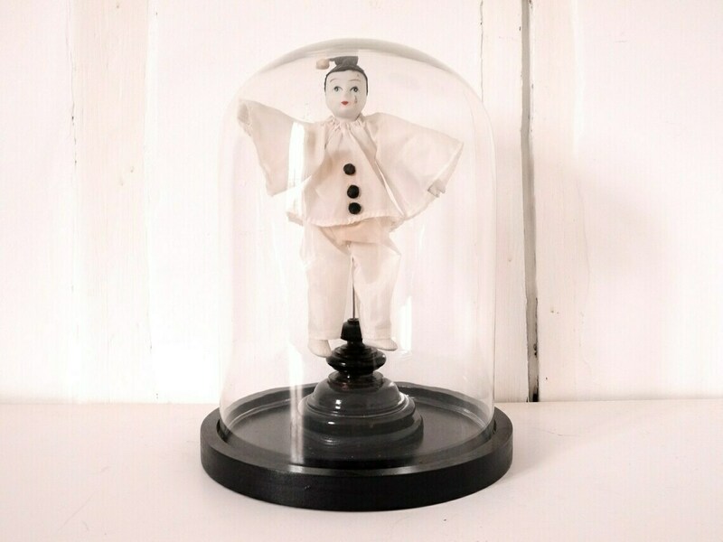 French Vintage Pierrot Figure Sad Clown Harlequin Doll Porcelain On A Stand Vinterior