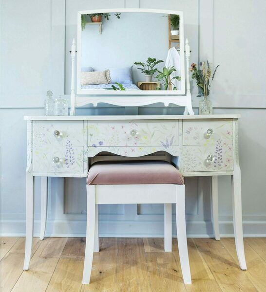 Dressing Table Set, Vintage Dresser, Vanity, Hand Painted Design | Vinterior