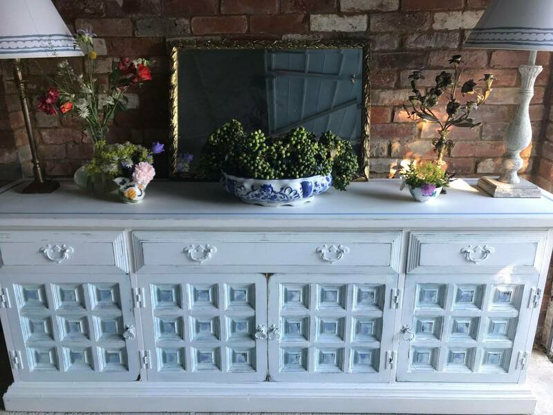Large Antique Shabby Chic Sideboard/White Distressed Sideboard/Large ...