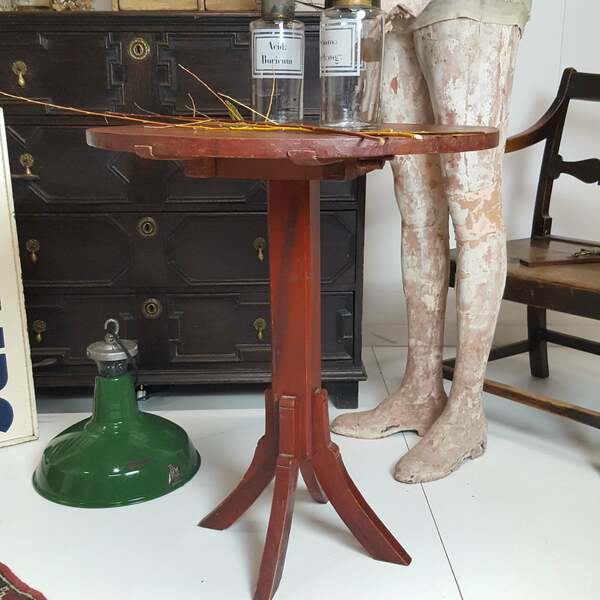 Antique Primitive Dark Red Swedish Tavern Table Circa 1850s | Vinterior