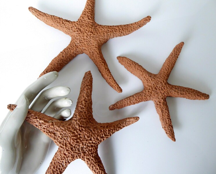 Handmade Terracotta Starfish Beach Theme Décor Vintage Seastars | Vinterior