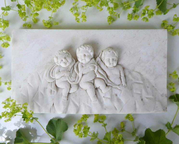 White Marble Cherubs Plaque | Antique Putti Decorative Frieze ...