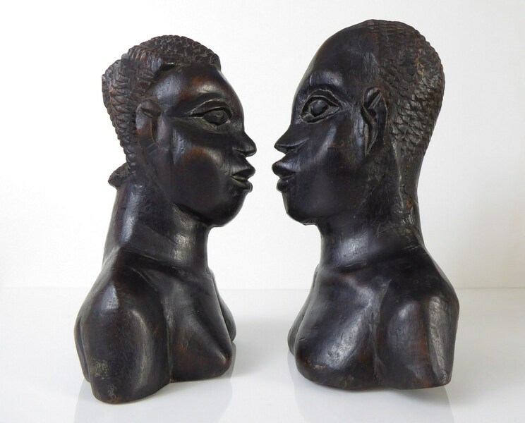 Pair Of Vintage African Ebony Carvings Hand Carved African Art Tribal ...