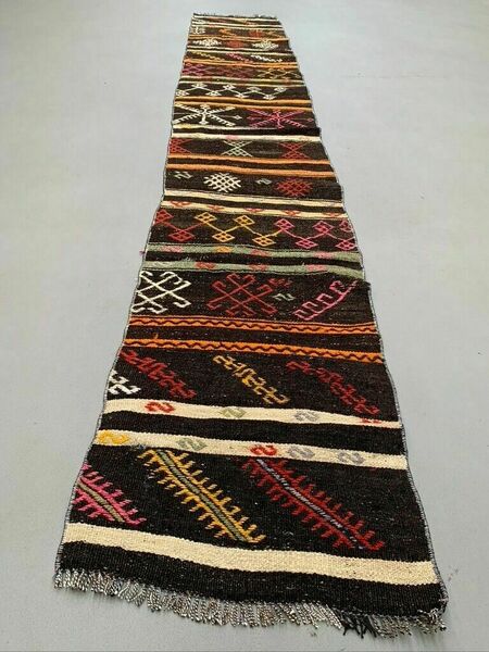 Old Turkish Narrow Kilim Runner 300x47 Cm Shabby Chic, Vintage Kelim ...
