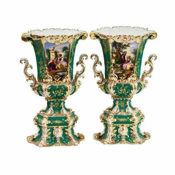 Pair Of Vases Gallant Age, 1800s | Vinterior