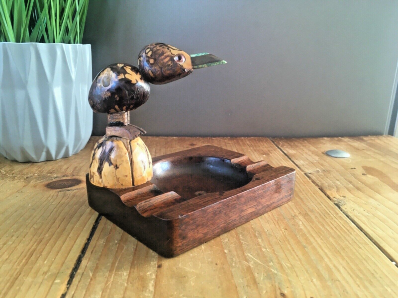 Antique Art Deco Henry Howell Dunhill Style Carved Nut & Bakelite Bird ...