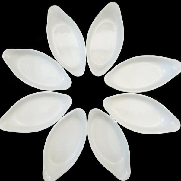 8 Vintage French Dessert Plates Porcelain Bone Plates White Gratin Dish ...