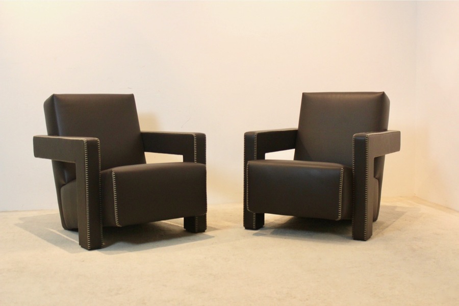 Chocolate Brown Leather ‘Utrecht’ Lounge Chairs By Gerrit Rietveld For ...