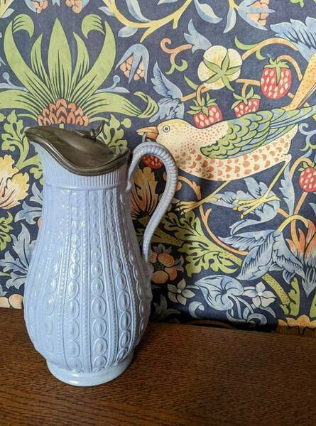 Mid Late 19th Century Powder Blue Water Jug With Pewter Lid By H Hall ...