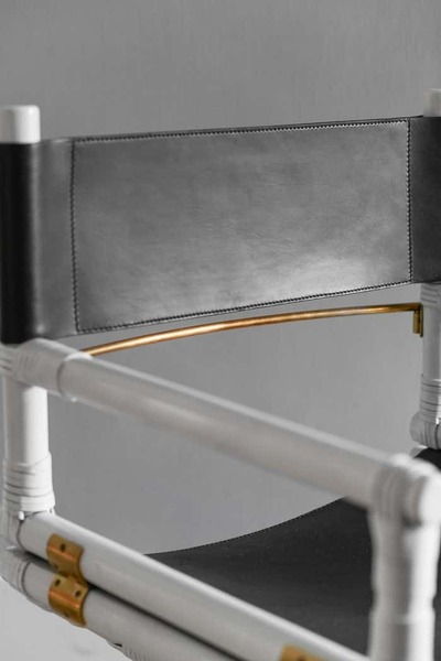 Lyda Levi Mcguire Director's Chair In Wood And Leather With Brass ...