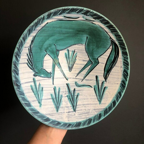 Large Pottery Bowl By Marc Valcera Wild Horse 1960 Designed Swiss ...