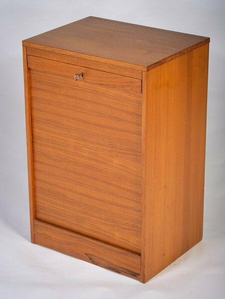 Danish Teak Tambour Door Filing Cabinet, 1960s | Vinterior