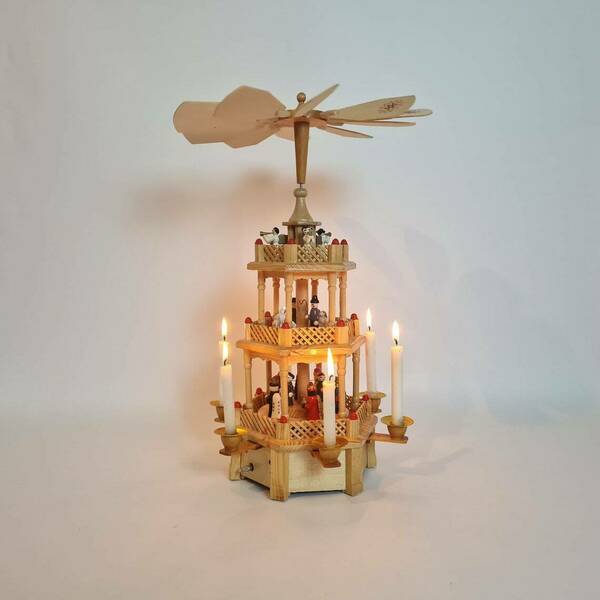 Vintage Table German Music Pyramid With Handmade Wooden Figurines ...