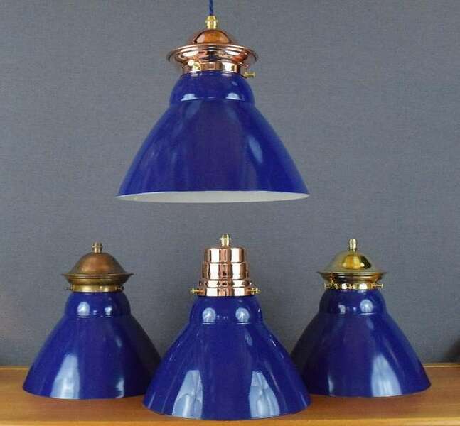 Cobalt Blue Enamelled Pendant Lights – | Vinterior