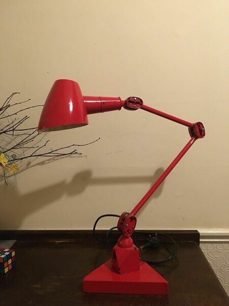 Large Red Enamel Machinist Work Lamp Industrial Desk Lamps Early/Mid ...