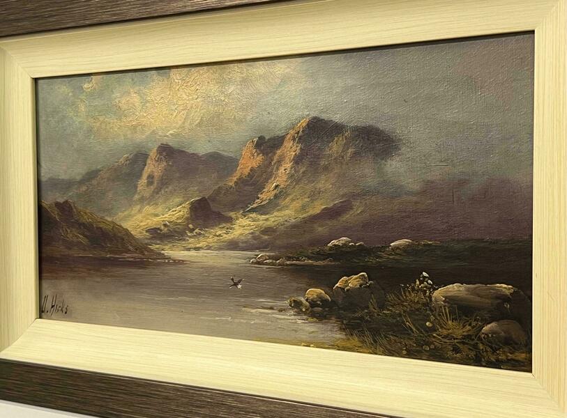 David Hicks Mountain Lake Oil Painting By 19th Century British Artist ...