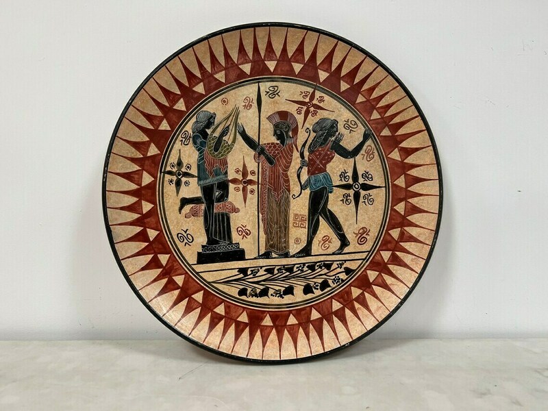 Vintage Handmade Greek Wall Plate, Ancient Greek Ceramic Plate, Vintage ...