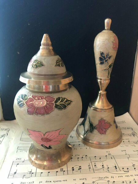 Cloisonné Brass Urn And Bell, Oriental | Vinterior