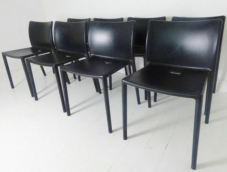 Stunning Set 8 Black Italian Jasper Morrison Magis Air Stacking Dining ...