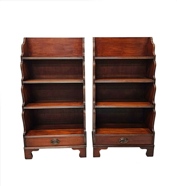 A Fabulous Pair Of Edwardian Waterfall Bookcases | Vinterior