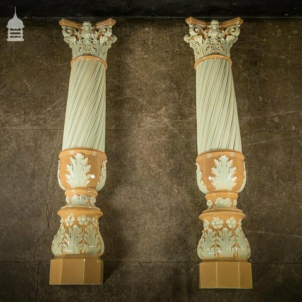Pair Of 19th C Fluted Columns With Corinthian Capitals And Acanthus ...
