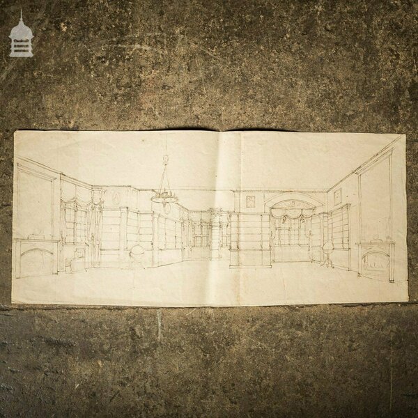 Original Edwardian Hand Drawn Sketch Of A Stately Home Grand Drawing ...