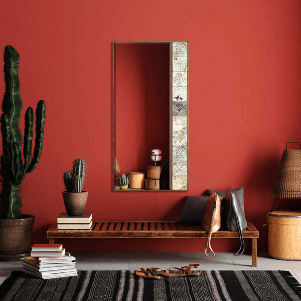 Cobb Handmade Wood Framed Natural Stone Wall Mirror | Vinterior