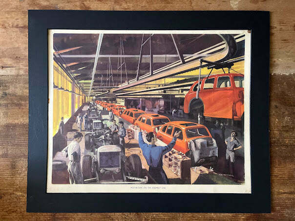 Vintage 1950s School Poster 'Motor Car Production' | Vinterior