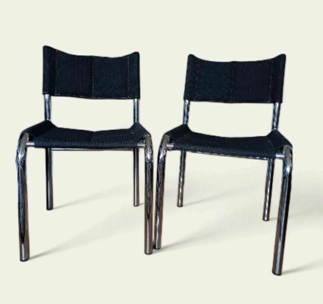 Pair Vintage Chrome Dining Desk Chairs By Viliam Chlebo Czechoslovakia ...