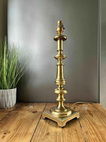 Large Vintage Brass Hooped Candlestick Lamp Base Antique Country House ...