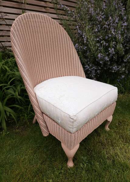 Pastel Pink & Cream 1950's Lloyd Loom Style Wicker Chair With Sprung ...