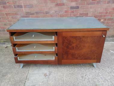 Dark Wood Mini Credenza With Glass Drawers | Kai Kristiansen | Vinterior