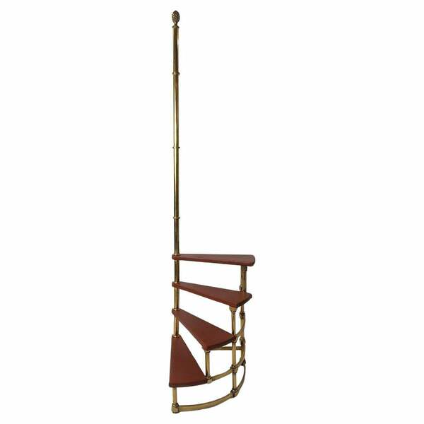 Antique Leather Brass Library Steps Vinterior