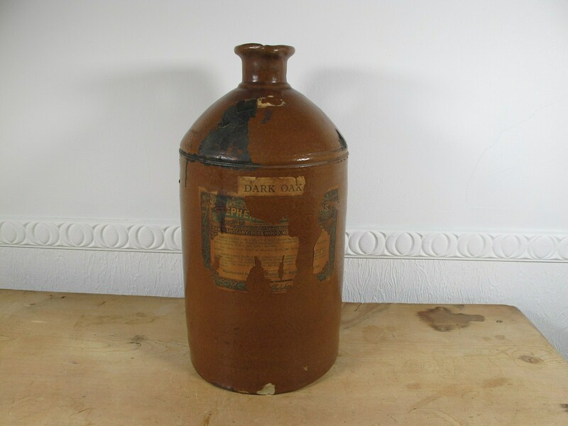 Vintage Large Ceramic Flagon. Original Paper Label For Dark Oak ...